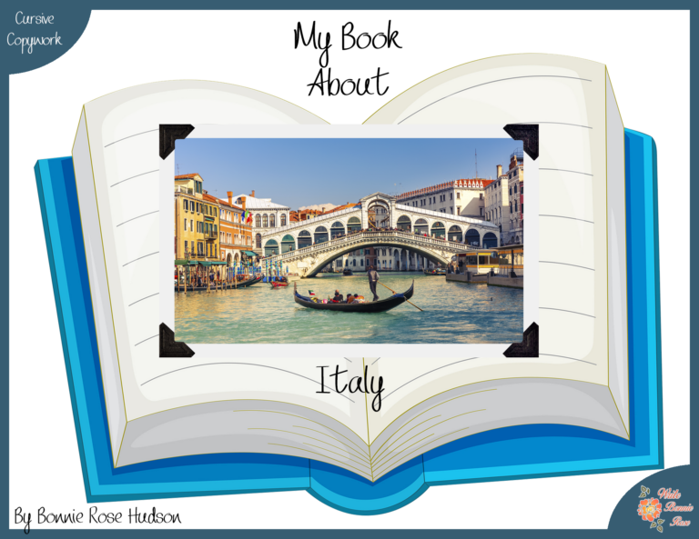 My Book About Italy with Cursive Copywork | Made By Teachers