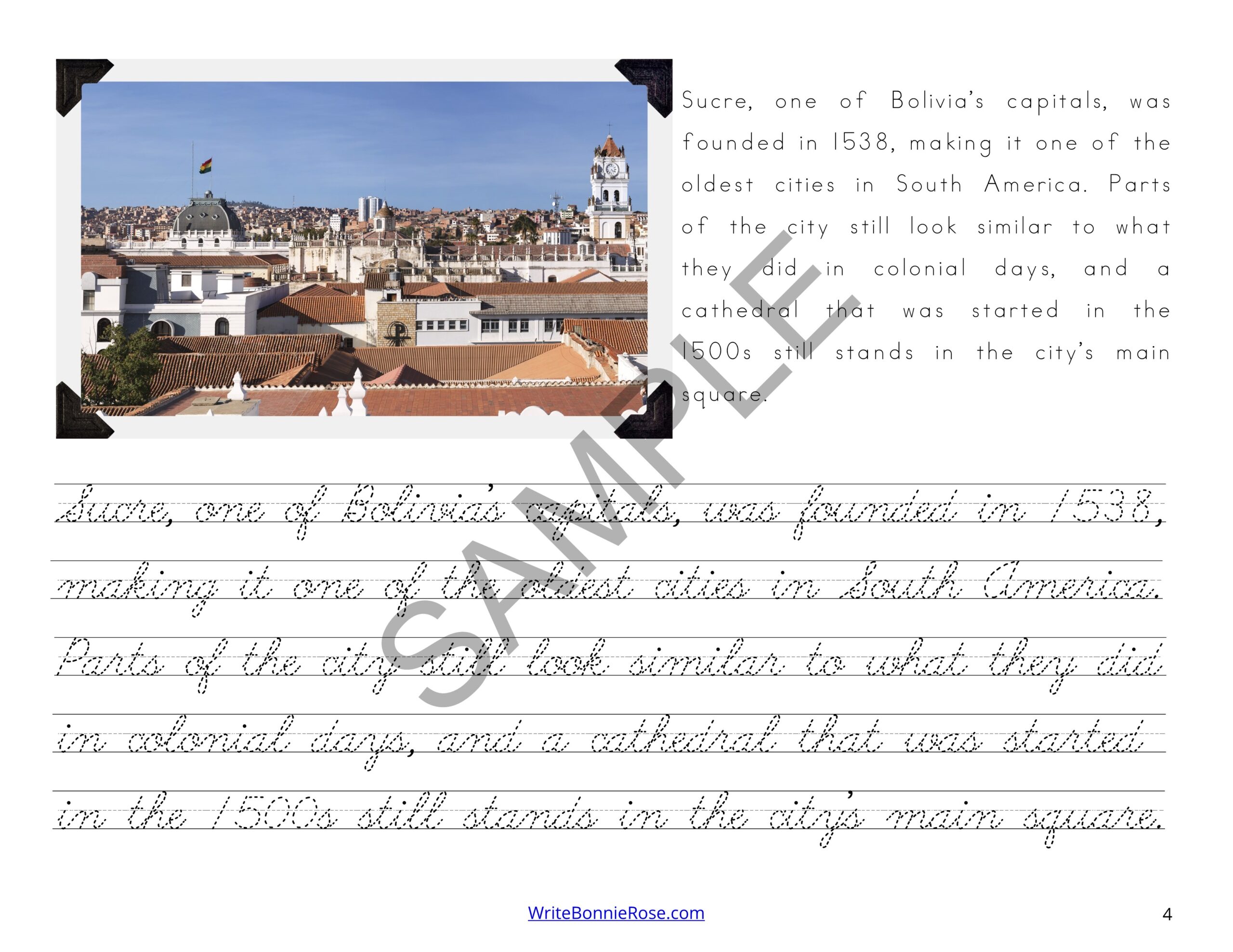 My Book About Bolivia with Cursive Copywork | Made By Teachers