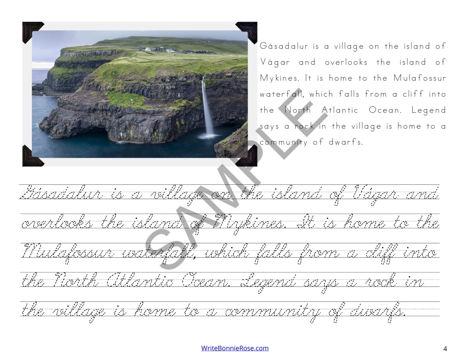 My Book About the Faroe Islands with Cursive Copywork | Made By Teachers