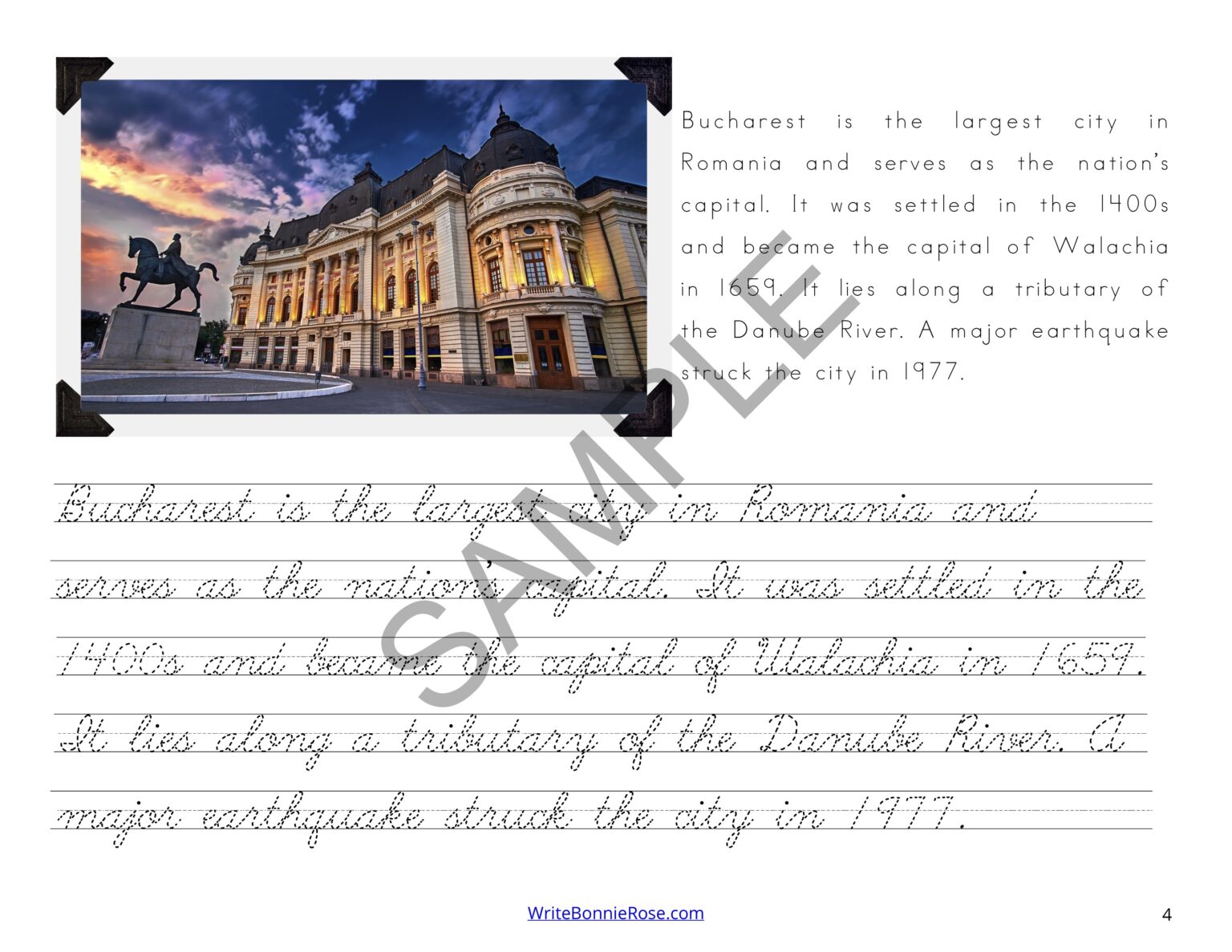 My Book About Romania with Cursive Copywork | Made By Teachers