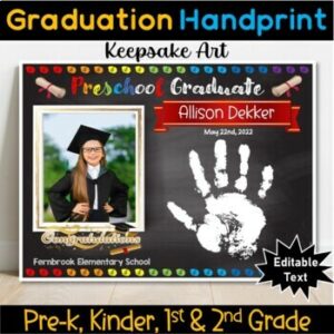 Graduation Handprint Keepsake, Photo Graduation Certificate for PreK ...