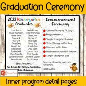 EDITABLE Preschool, Pre-K, Kindergarten Graduation Ceremony Program ...