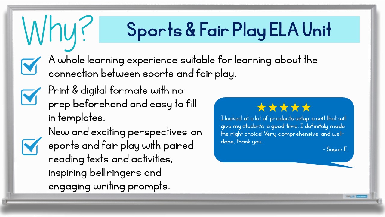 Sports and Fair Play Unit - Reading Activities, Prompts - Print and ...