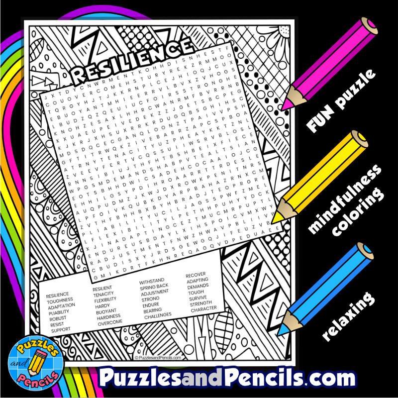 Resilience Word Search Puzzle with Coloring | Character Education ...