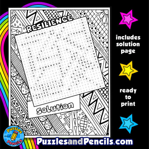 Resilience Word Search Puzzle with Coloring | Character Education ...