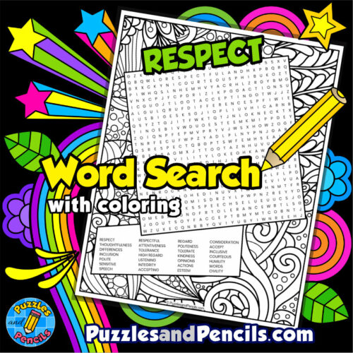 Respect Word Search Puzzle with Coloring | Character Education ...