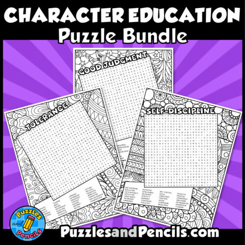 Character Education Word Search Puzzle BUNDLE | 15 Wordsearch Puzzles ...