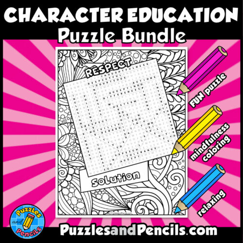 Character Education Word Search Puzzle BUNDLE | 15 Wordsearch Puzzles ...