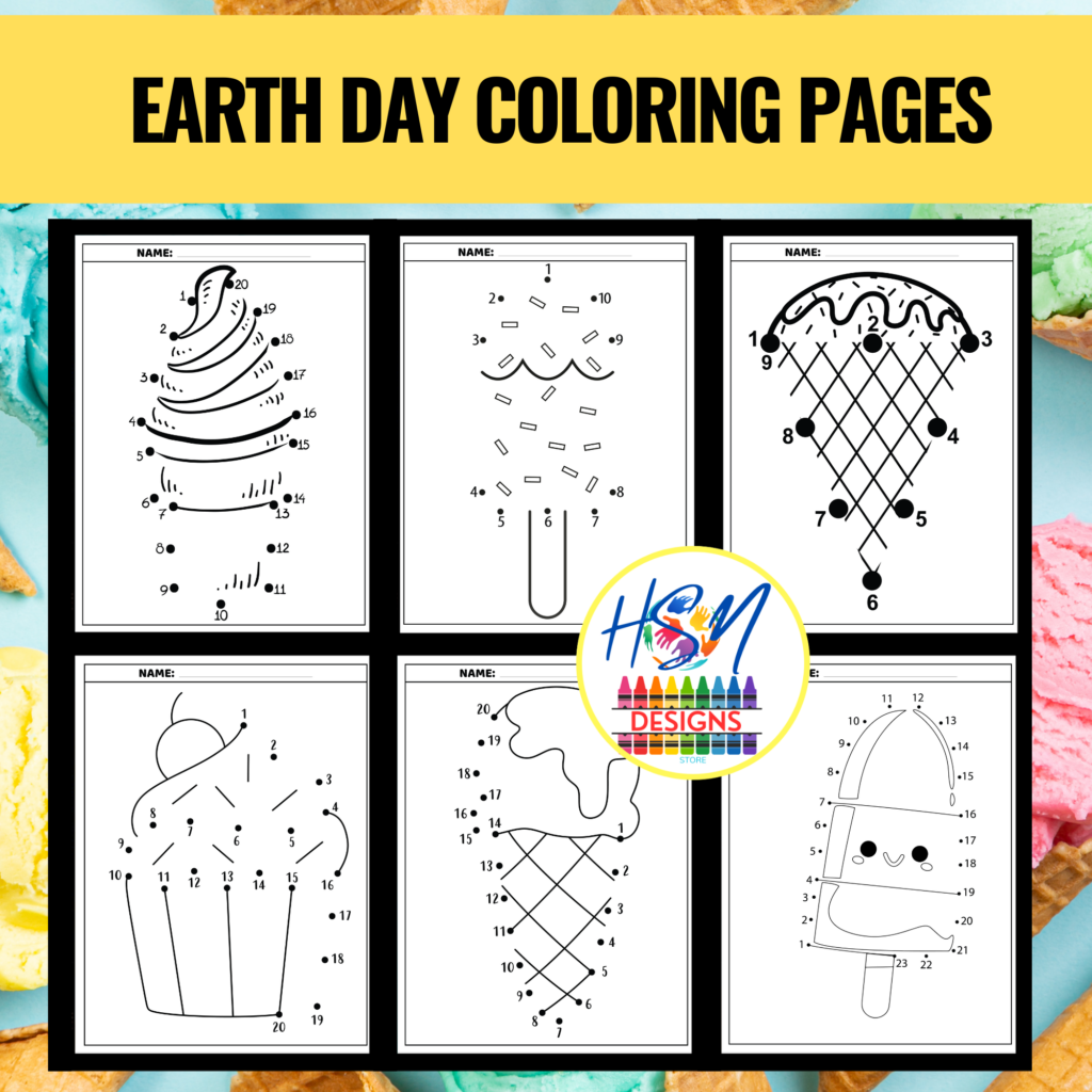 Ice cream food dot to dot, Summer connect the dots worksheet, 20 pages ...