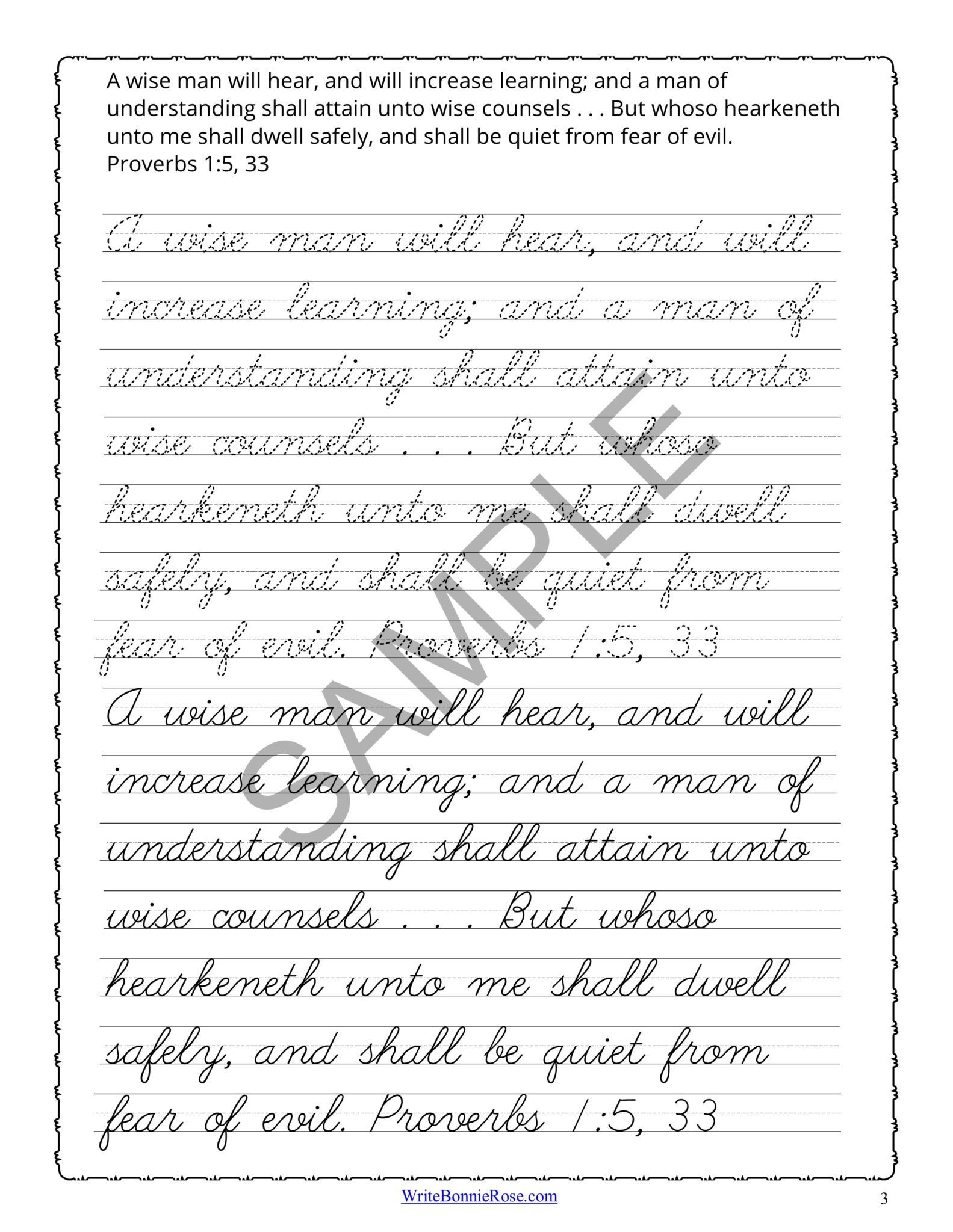 Copywork from the Book of Proverbs-Cursive | Made By Teachers