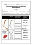 Science worksheets: Materials: Conduct or Insulate Heat? | Made By Teachers