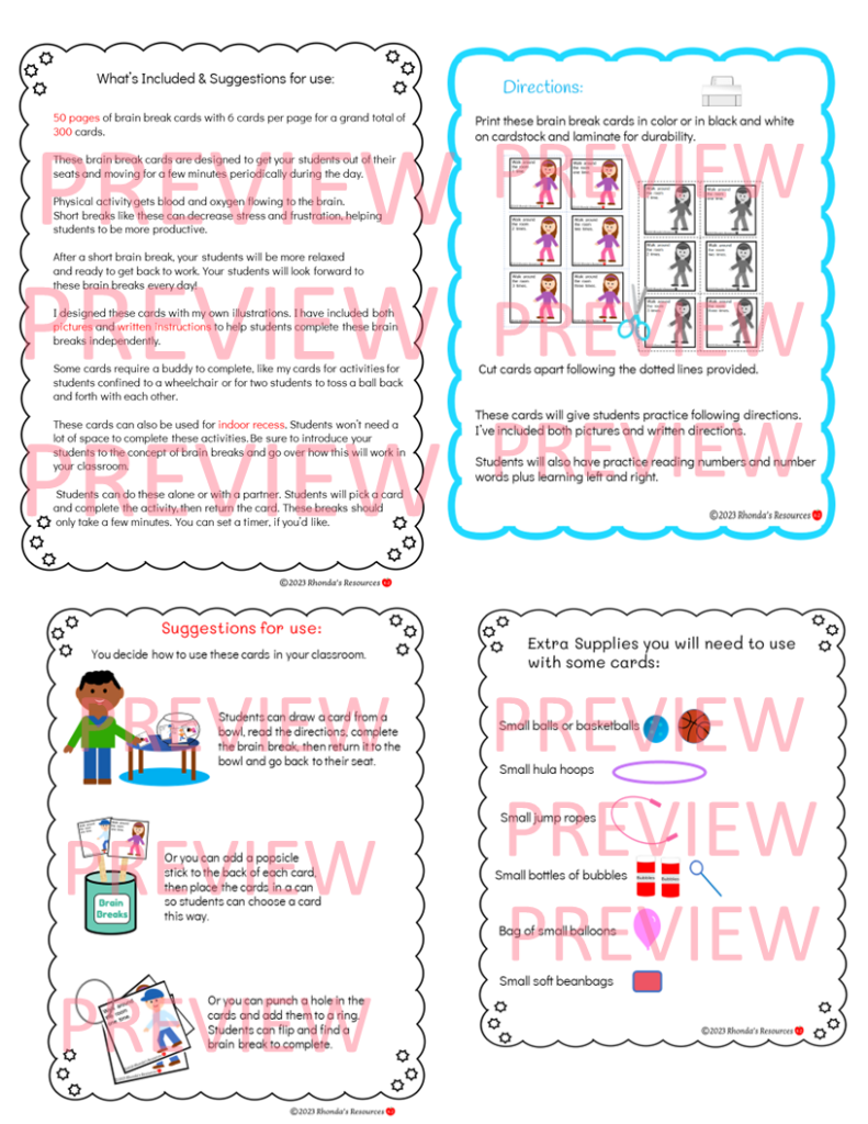 Brain Break Task Cards With Exercises And Activities | Made By Teachers