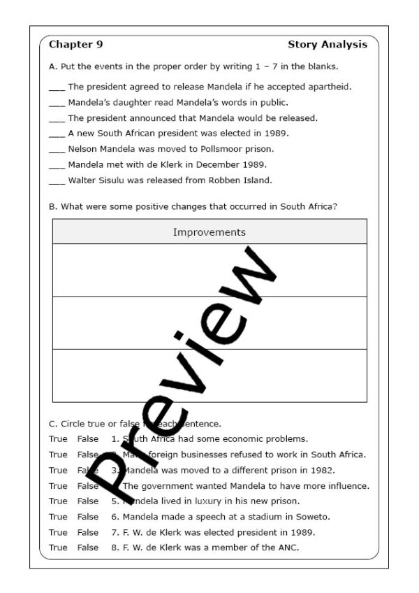 Pam Pollack & Meg Belviso "Who Was Nelson Mandela?" worksheets | Made ...