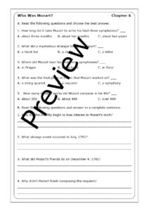 Yona Zeldis McDonough "Who Was Wolfgang Amadeus Mozart?" worksheets ...