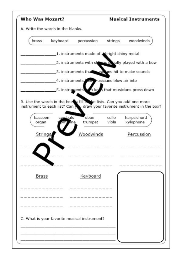 Yona Zeldis McDonough "Who Was Wolfgang Amadeus Mozart?" worksheets ...
