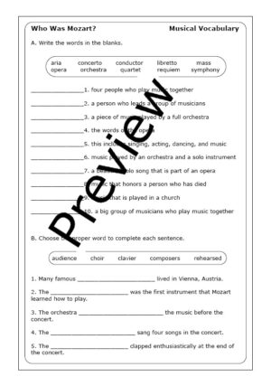 Yona Zeldis McDonough "Who Was Wolfgang Amadeus Mozart?" worksheets ...