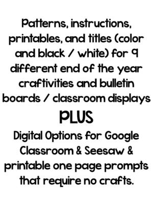 End of the Year Bulletin Board Crafts Writing Prompts Bundle 9 Craft ...