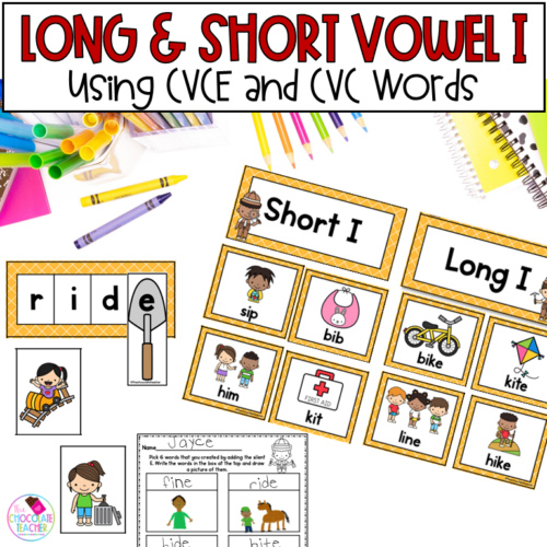 CVCE CVC Words with Long and Short I Vowels - Phonics Worksheets | Made ...