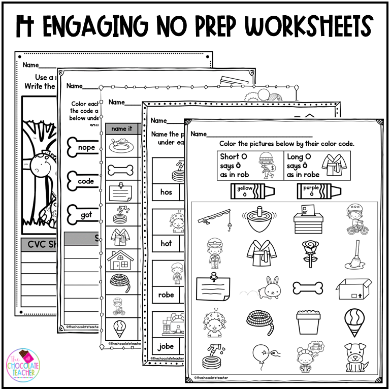 CVCE CVC Words with Long and Short O Vowels - Phonics Worksheets | Made ...