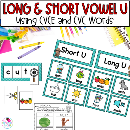 CVCE CVC Words with Long and Short U Vowels - Phonics Worksheets | Made ...