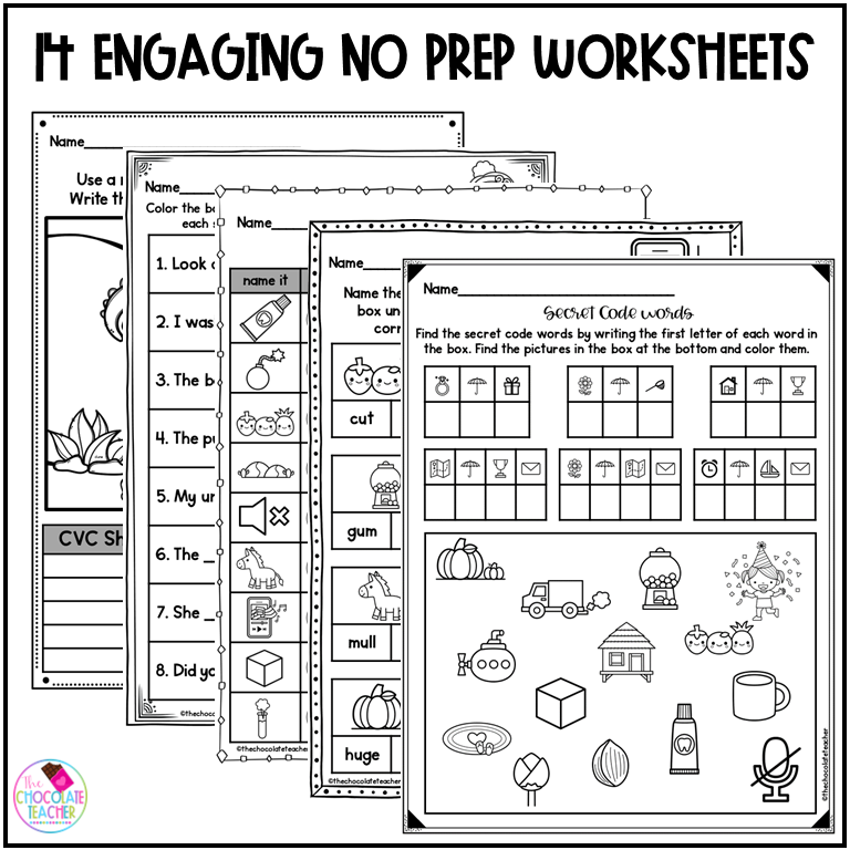 CVCE CVC Words with Long and Short U Vowels - Phonics Worksheets | Made ...