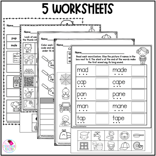 CVCE CVC Words Phonics Worksheets Long and Short Vowels - FREE | Made ...