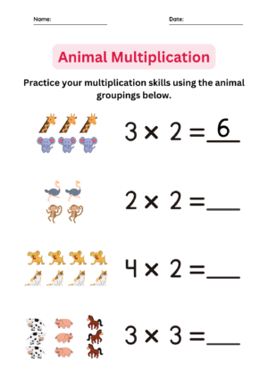 Multiplication Facts Fluency Practice Basic Math Worksheets for grade 1 ...