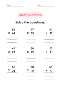 Multiplication Facts Fluency Practice Basic Math Worksheets for grade 1 ...