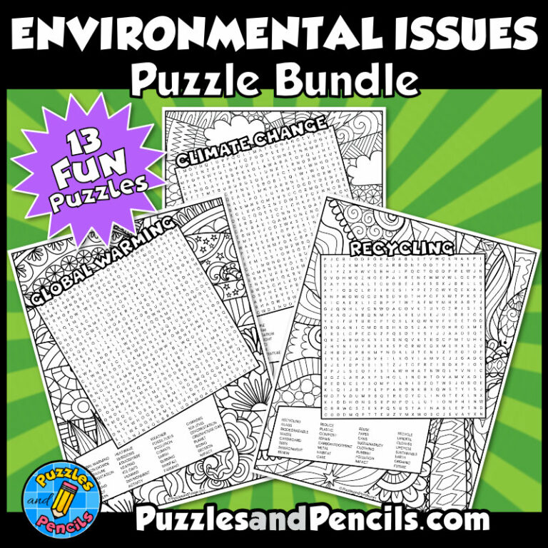 Environmental Issues Word Search Puzzle BUNDLE | 13 Wordsearch Puzzles ...