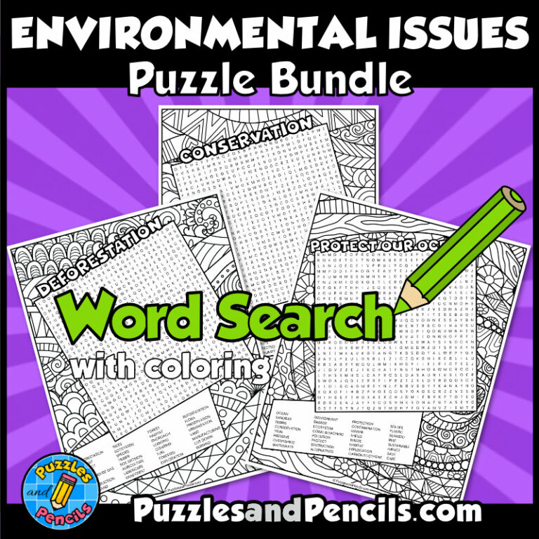 Environmental Issues Word Search Puzzle BUNDLE | 13 Wordsearch Puzzles ...