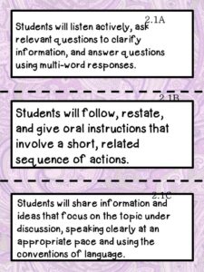 2nd Grade Texas TEKS Reading/ Writing Learning Objectives Cards | Color ...