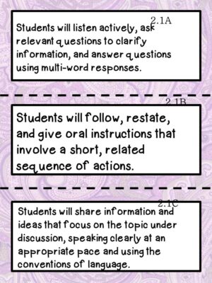 2nd Grade Texas TEKS Reading/ Writing Learning Objectives Cards | Color ...
