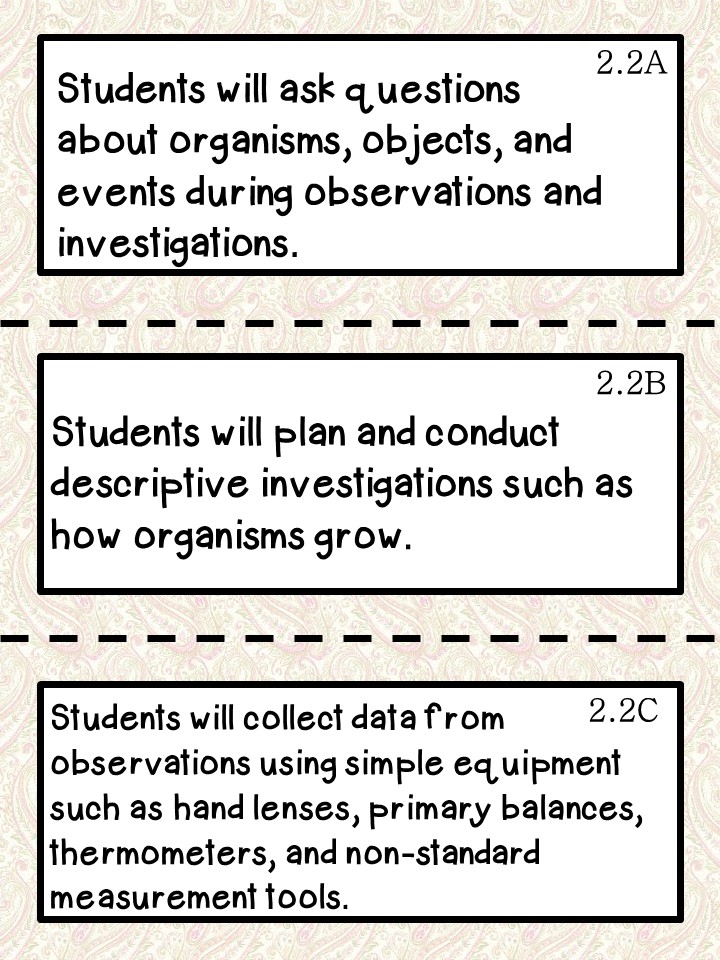 2nd Grade Texas TEKS Science Learning Objectives Cards | Color & B&W ...