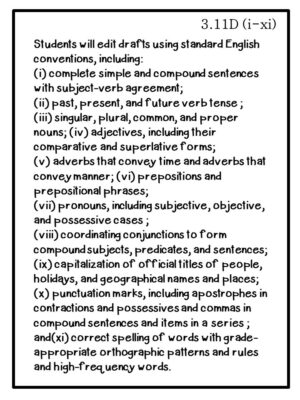 3rd Grade Texas TEKS Reading/ Writing Learning Objective Cards | Color ...