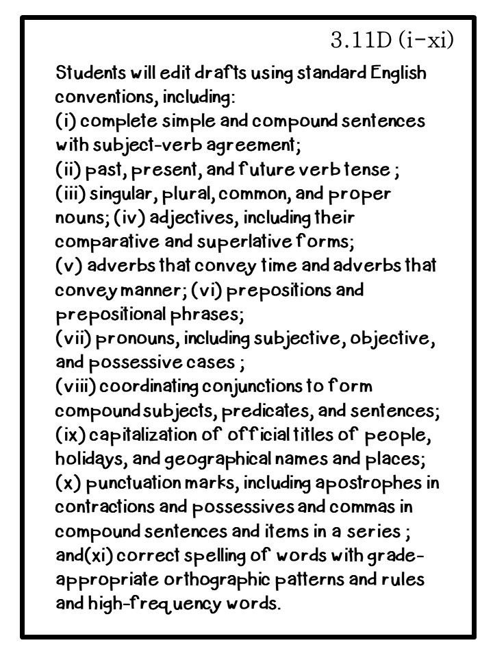 3rd Grade Texas TEKS Reading/ Writing Learning Objective Cards | Color ...