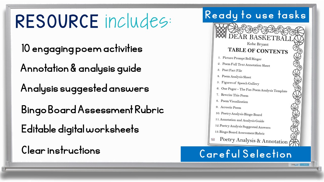 Poetry Lesson - Dear Basketball by Kobe Bryant - Print and Digital ...