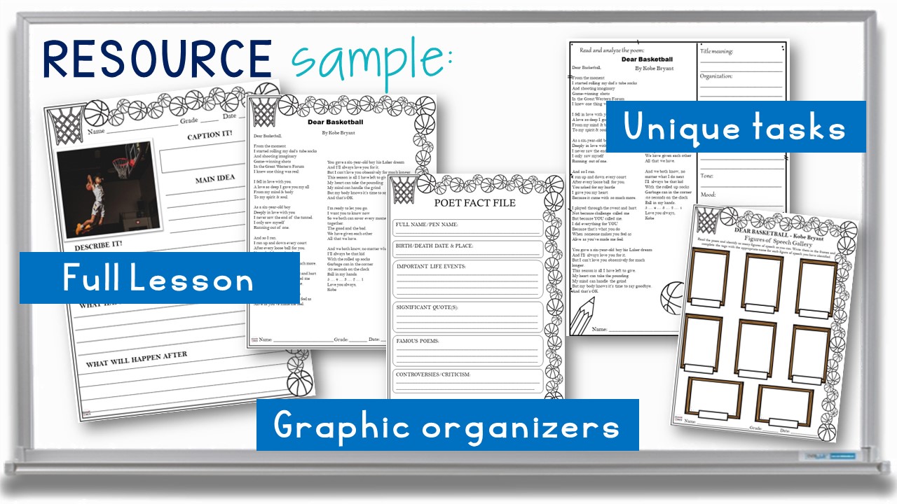 Poetry Lesson - Dear Basketball by Kobe Bryant - Print and Digital ...