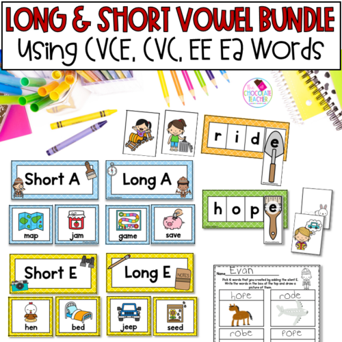 CVCE CVC Words Using Long and Short Vowels and EE and EA - Phonics ...
