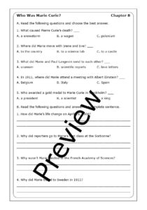 Megan Stine "Who Was Marie Curie?" worksheets | Made By Teachers