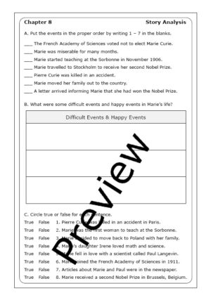 Megan Stine "Who Was Marie Curie?" worksheets | Made By Teachers