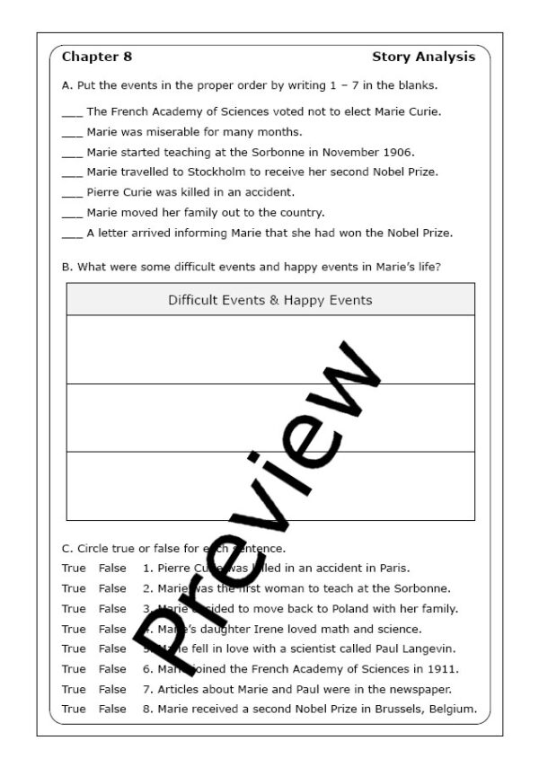 Megan Stine "Who Was Marie Curie?" worksheets | Made By Teachers