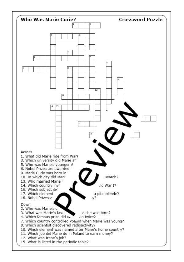 Megan Stine "Who Was Marie Curie?" worksheets | Made By Teachers