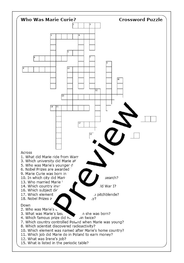 Megan Stine "Who Was Marie Curie?" worksheets | Made By Teachers