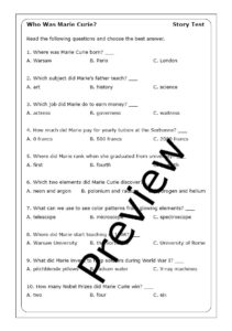 Megan Stine "Who Was Marie Curie?" worksheets | Made By Teachers