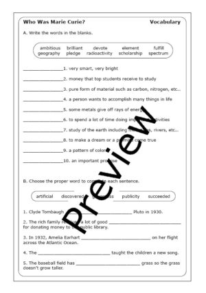 Megan Stine "Who Was Marie Curie?" worksheets | Made By Teachers