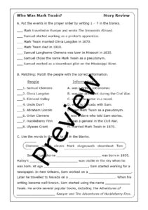 April Jones Prince "Who Was Mark Twain?" worksheets | Made By Teachers