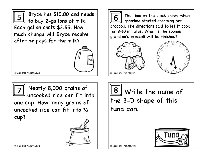 Grade 4 Math with Food Task Cards | Made By Teachers