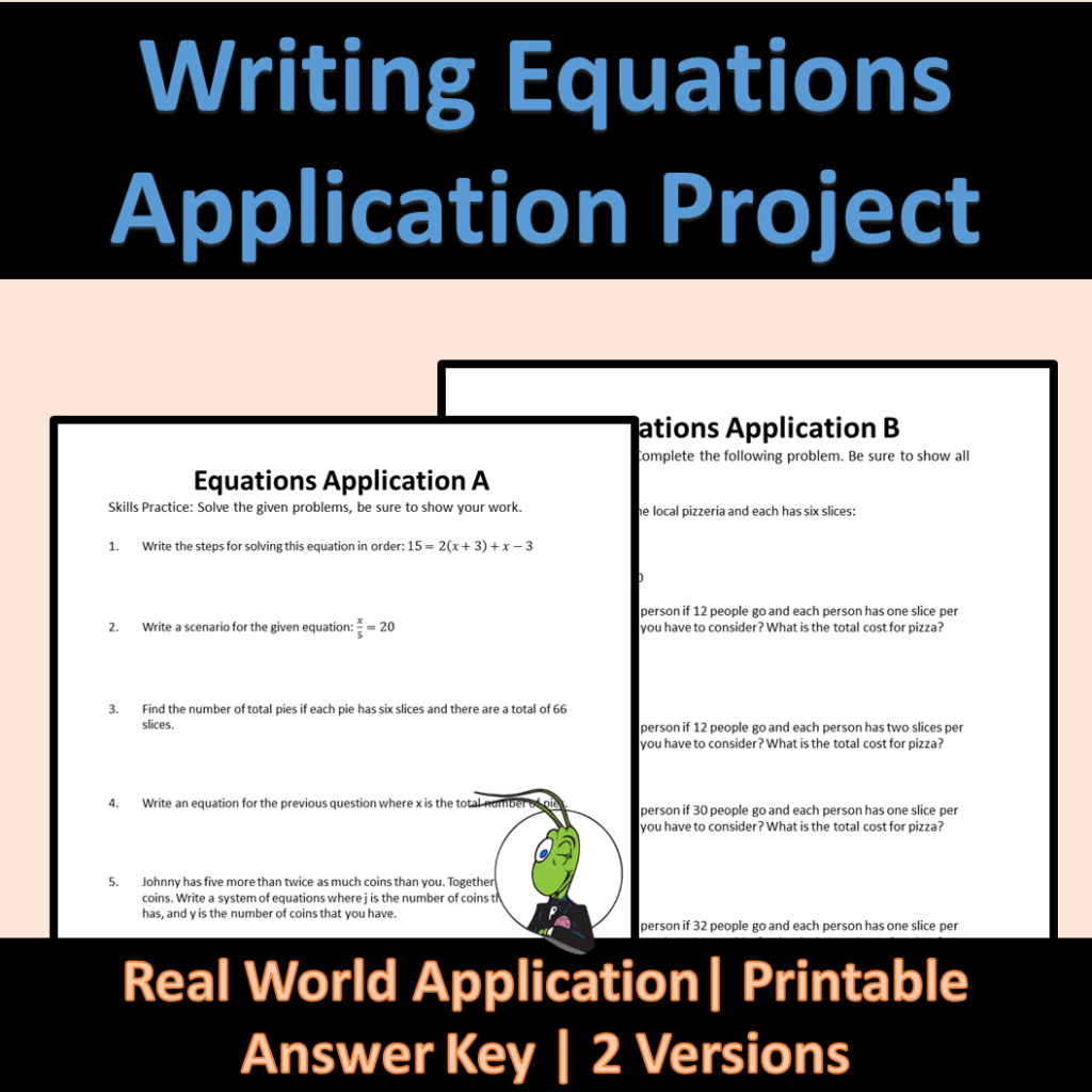 Writing Equations Pizza Application Project | Algebra | Made By Teachers