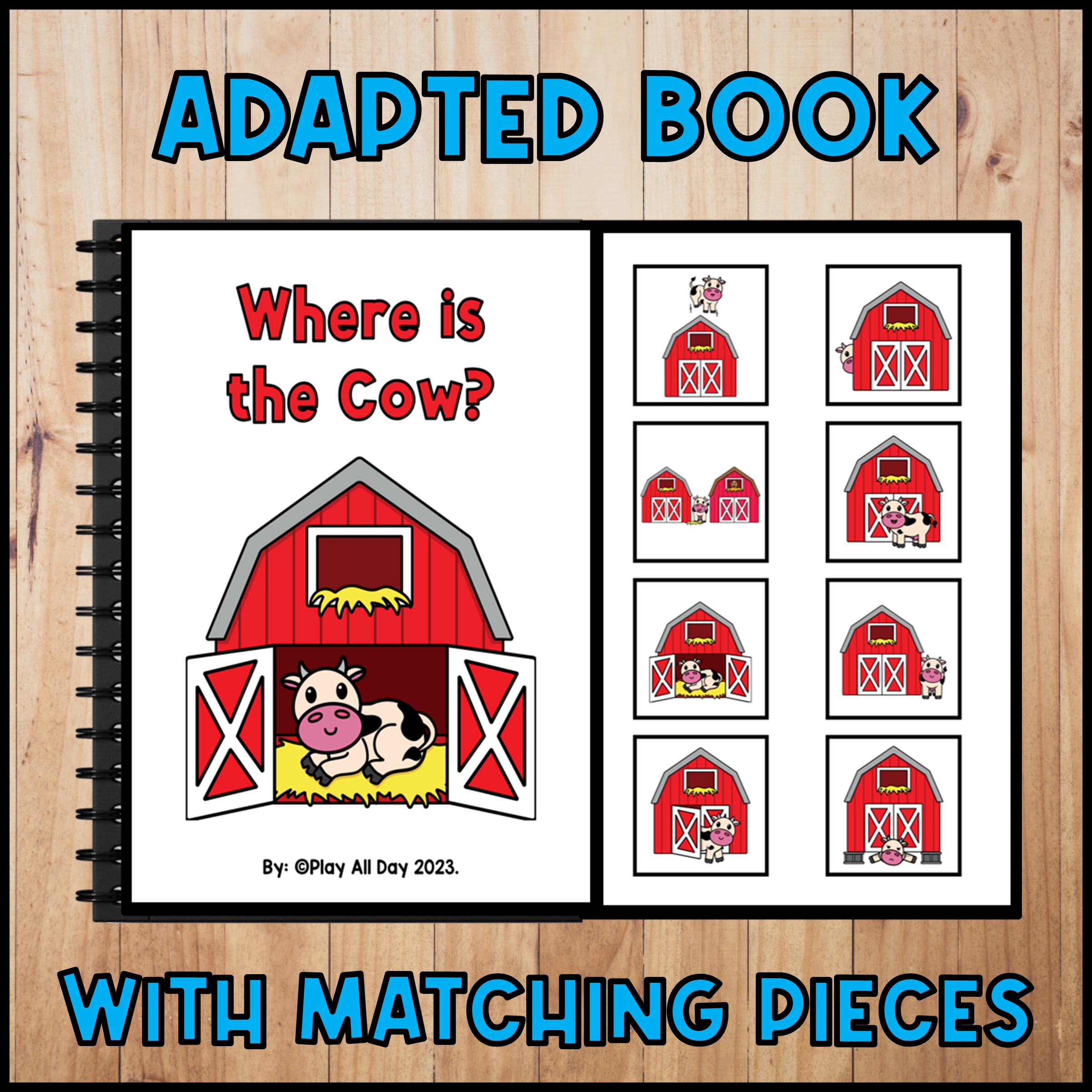 Farm Prepositions Adapted Book and Flashcards | Cow Interactive Book ...