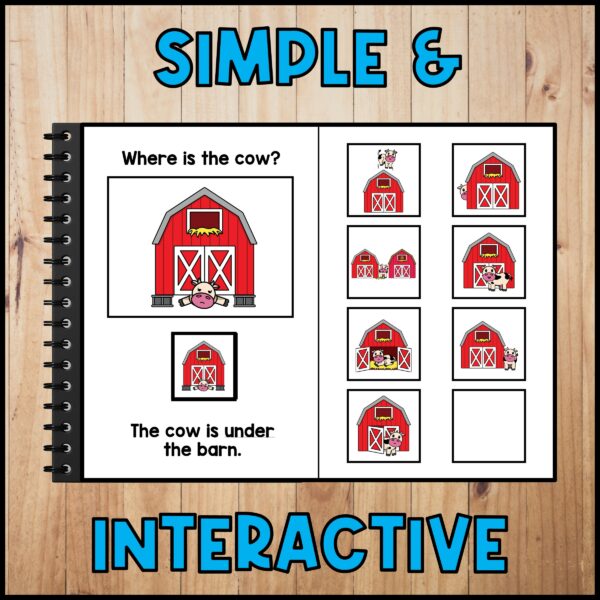 Farm Prepositions Adapted Book and Flashcards | Cow Interactive Book ...